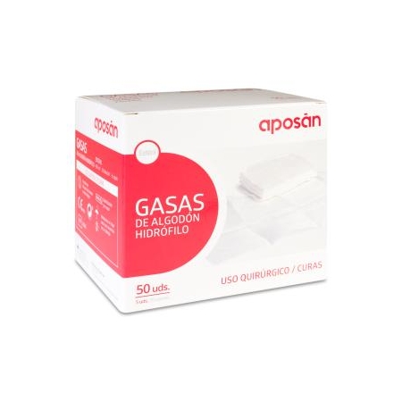 APOSAN GASA ESTERIL COMPRESA ALGODON HIDROFILO 50 UNIDADES