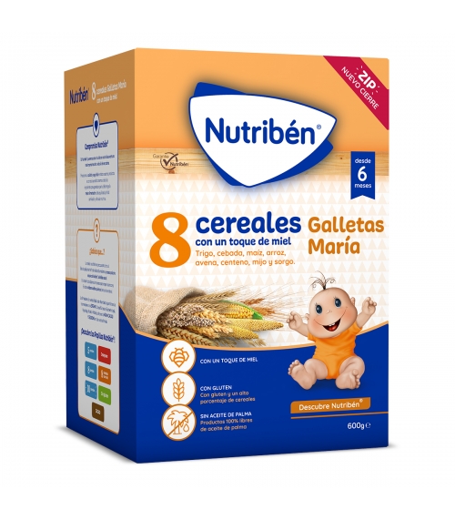 NUTRIBEN 8 CEREALES Y MIEL GALLETAS MARIA 600 G